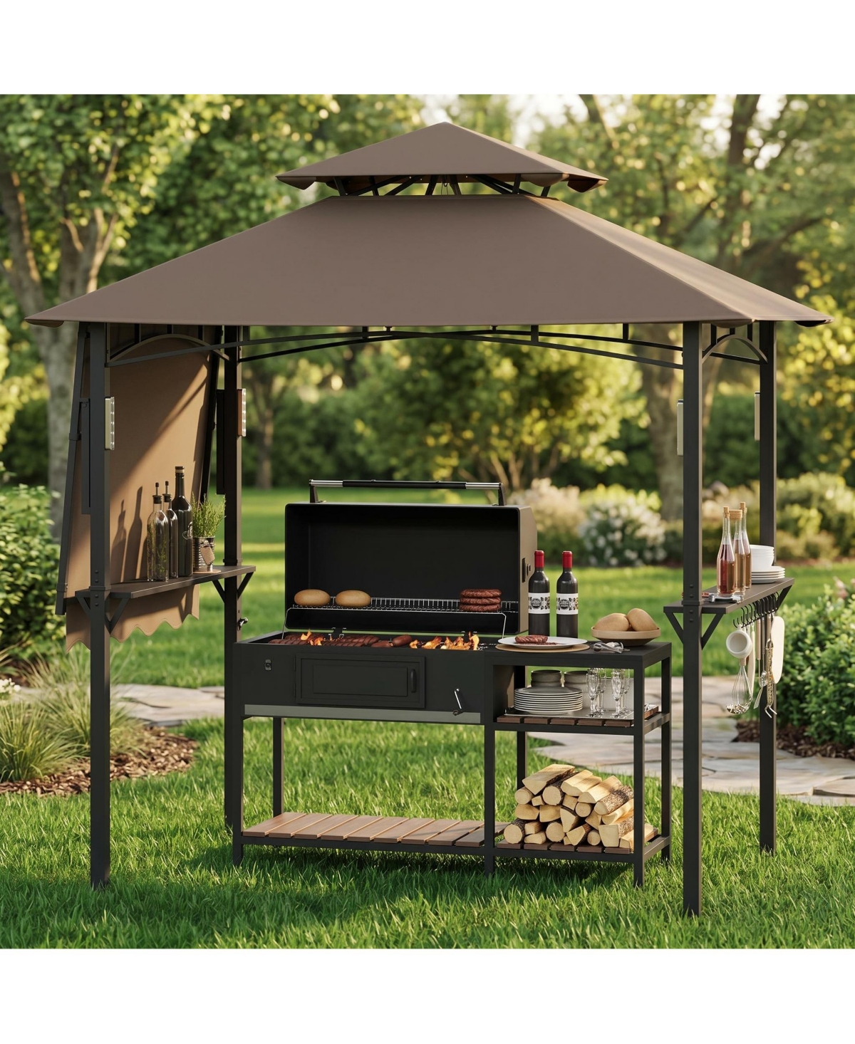 Click here for homfan Bbq Grill Gazebo with Iron Frame and Waterp... prices