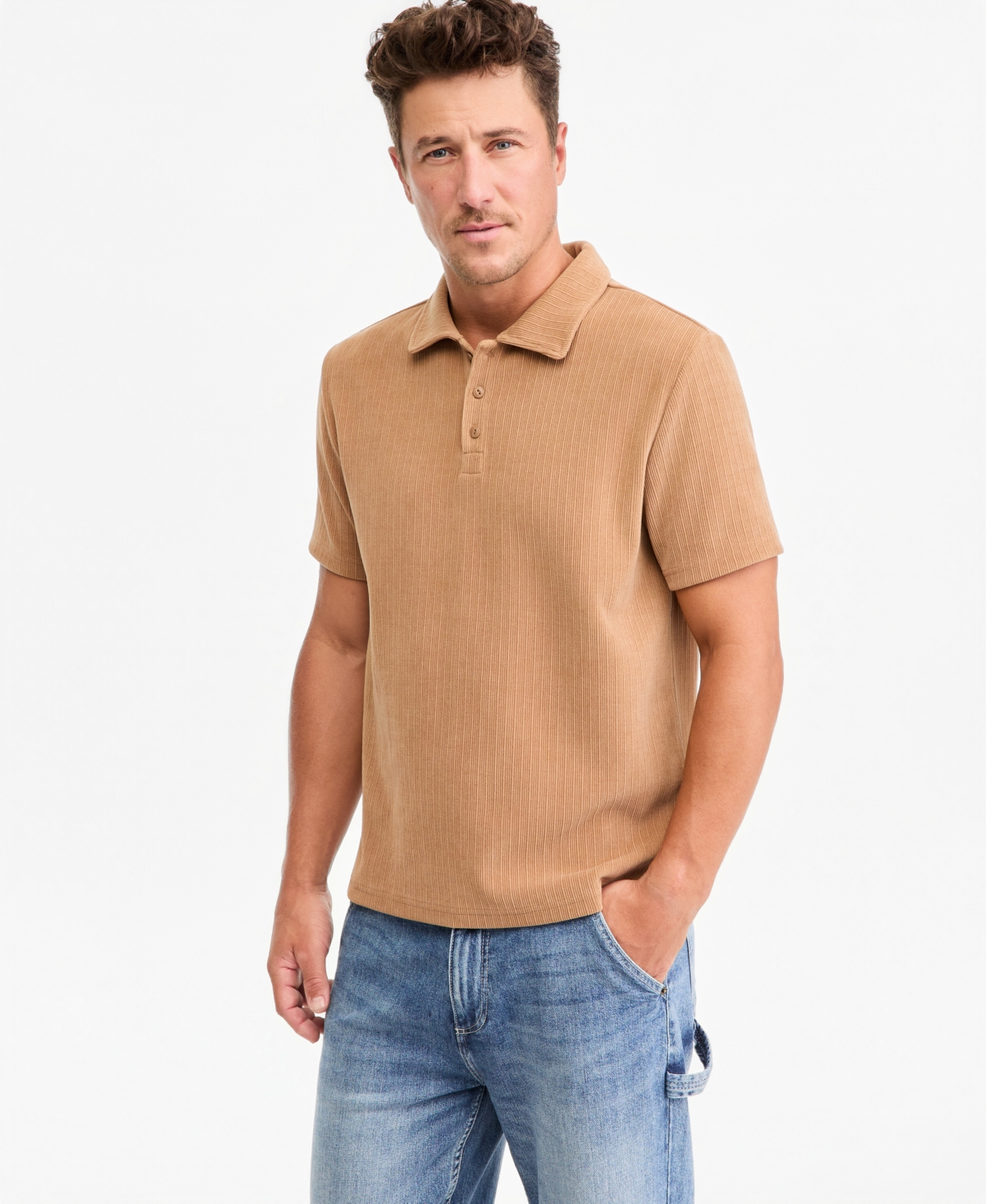 Click here for Sun + Stone Mens Short-Sleeve Knit Polo Shirt  Mac... prices