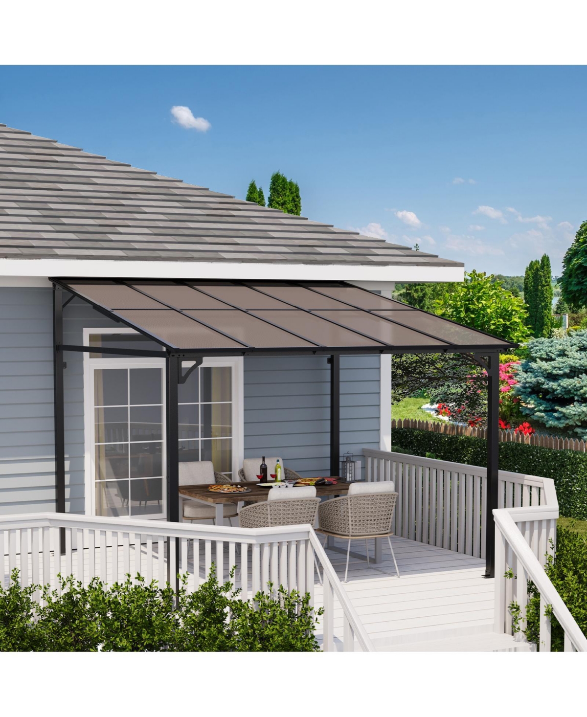 Click here for homfanWall-Mounted Hardtop Gazebo Polycarbonate Ro... prices