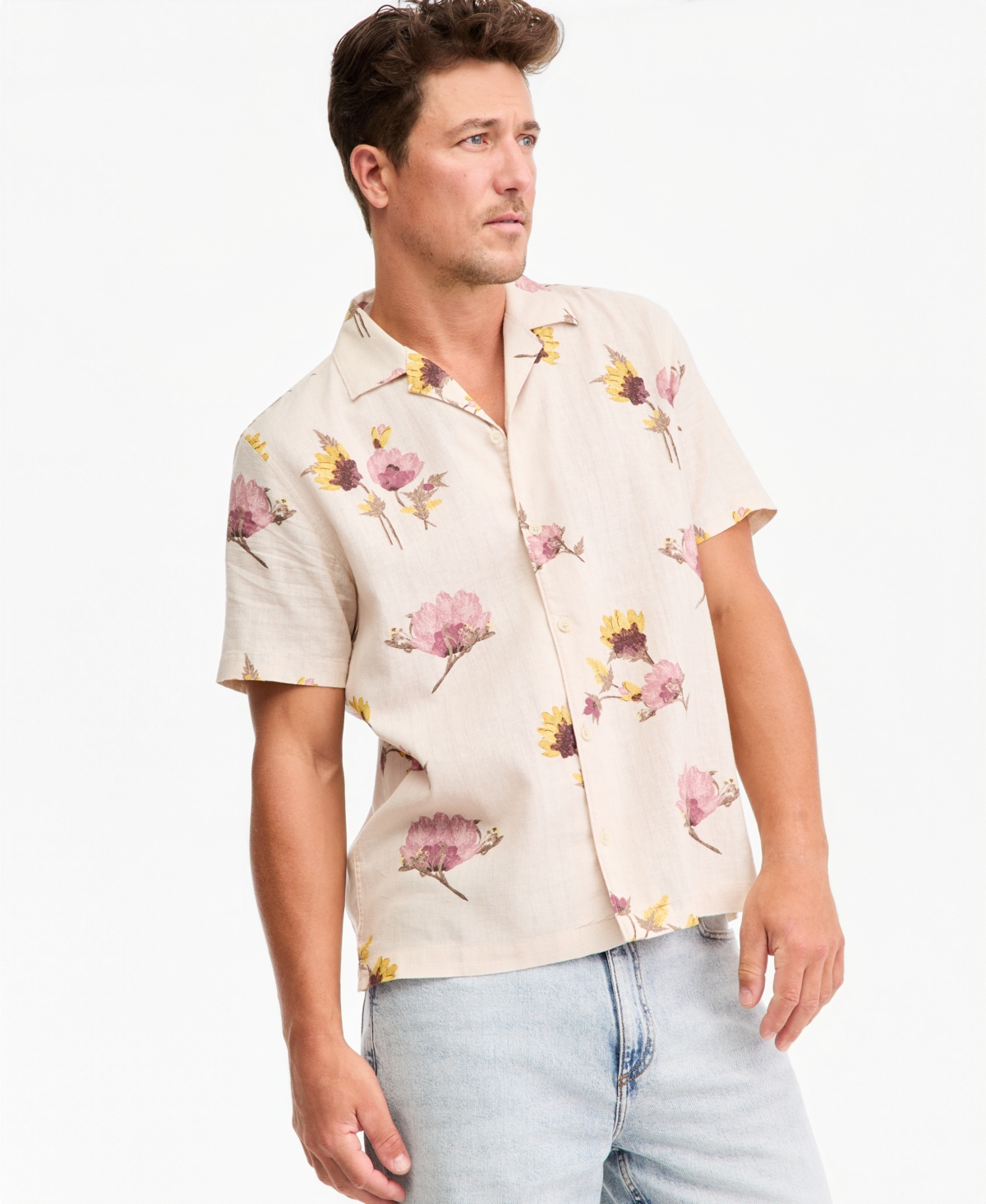 Click here for Sun + Stone Mens Short-Sleeve Scape Pressed Floral... prices