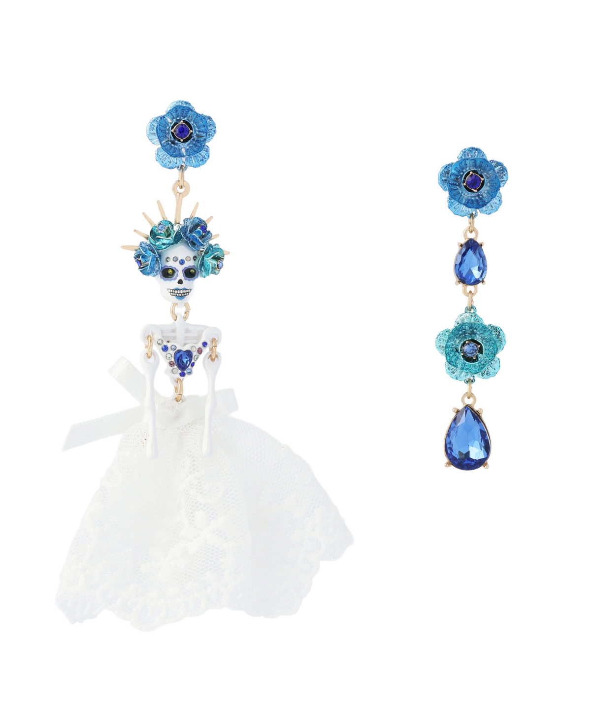 Click here for Betsey Johnson Faux-Stone Sugar Skull Bride Drop E... prices