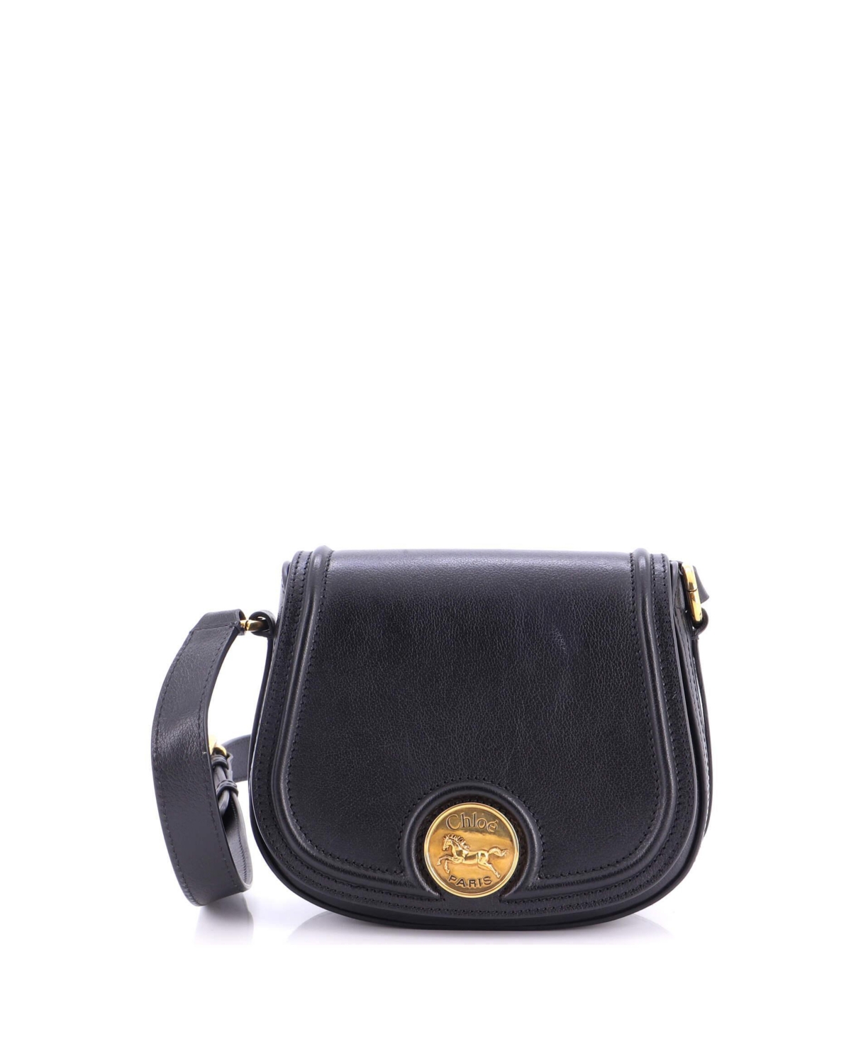 Click here for Pre-Owned Chloe Horse Medal Saddle Bag Leather - B... prices