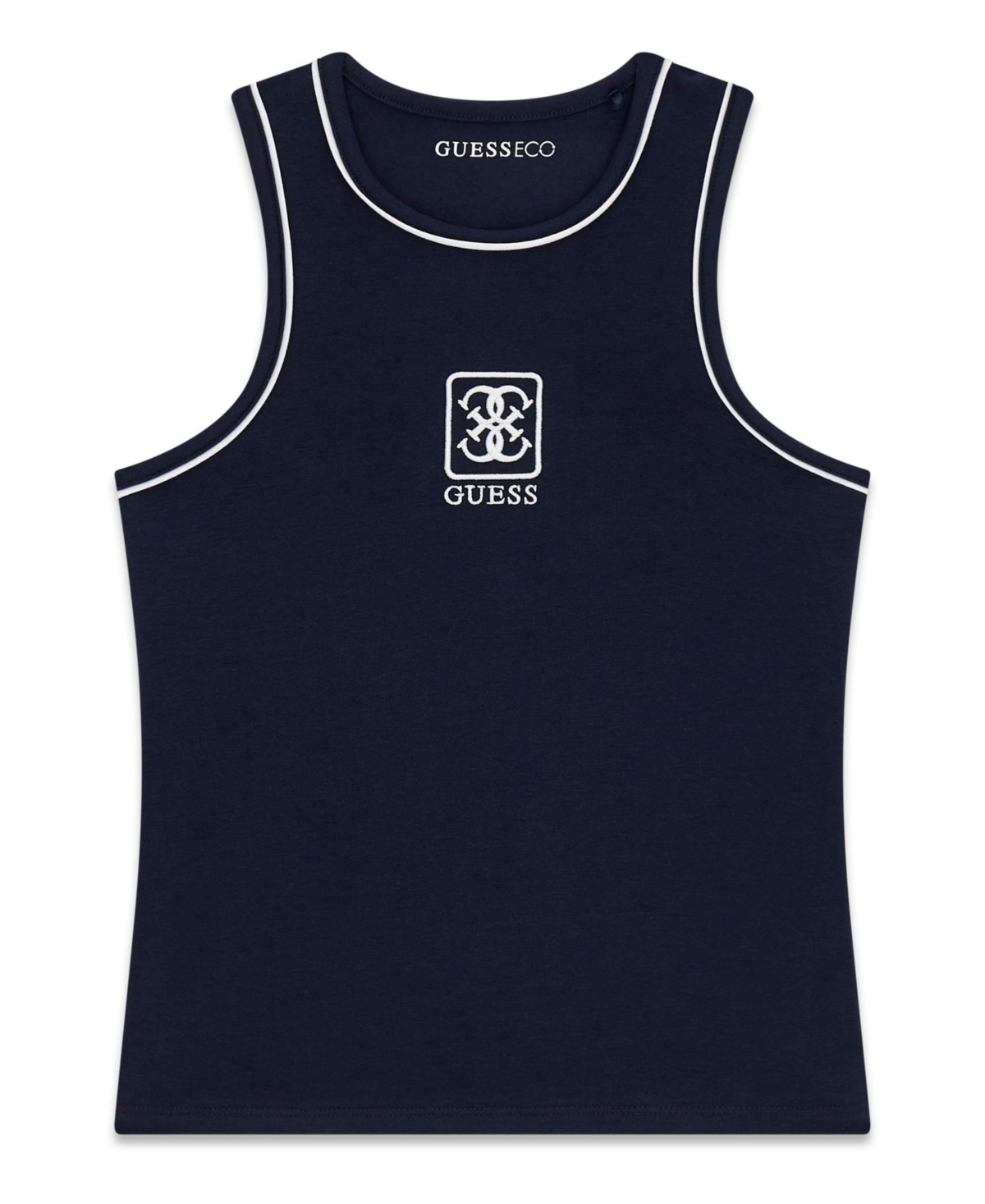 Click here for Guess Girls 7-16 Hip-Length Cut Tank Top - Blue prices