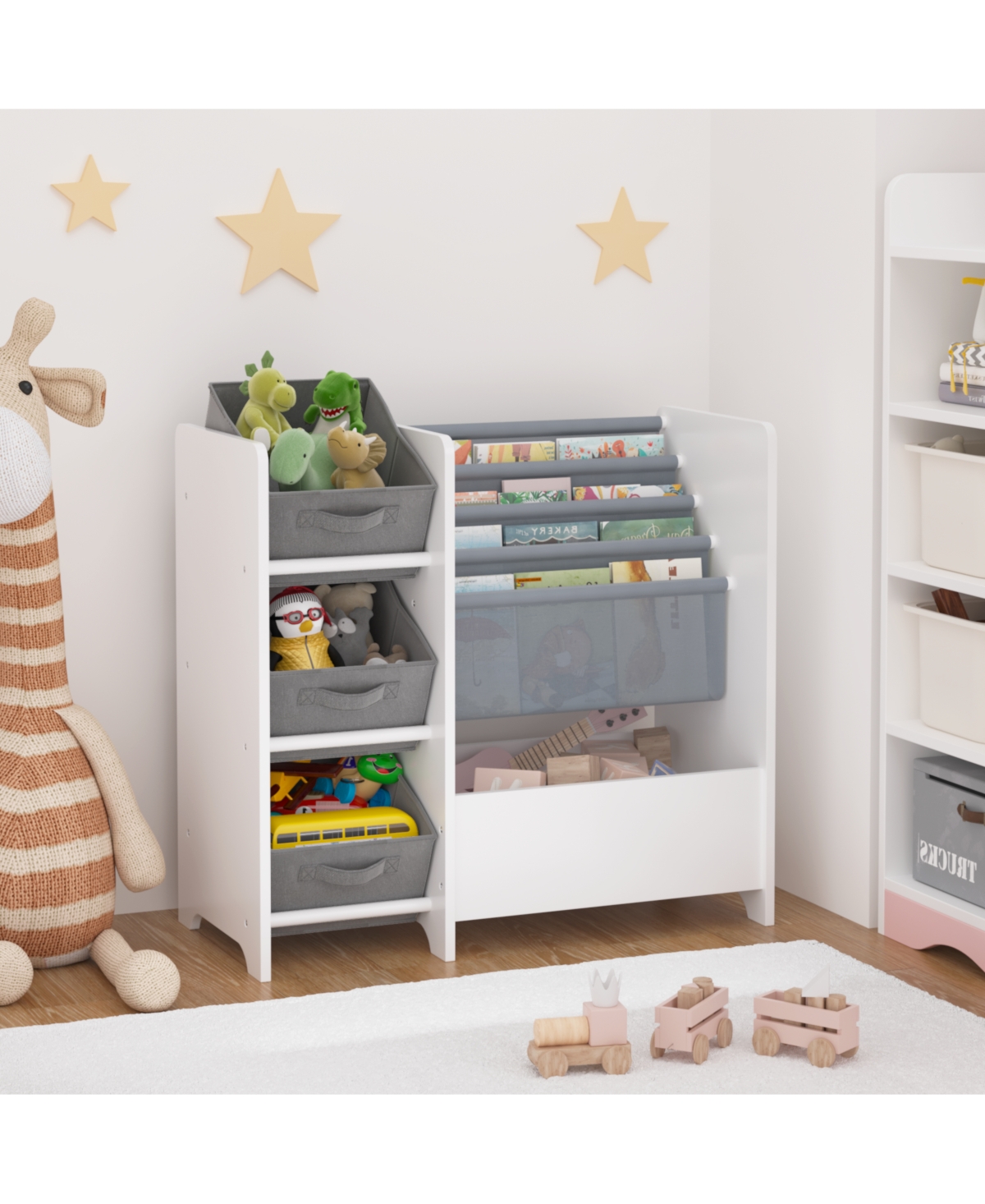 Click here for flynama 4-Tier Kids Bookshelf With 3 Collapsible F... prices