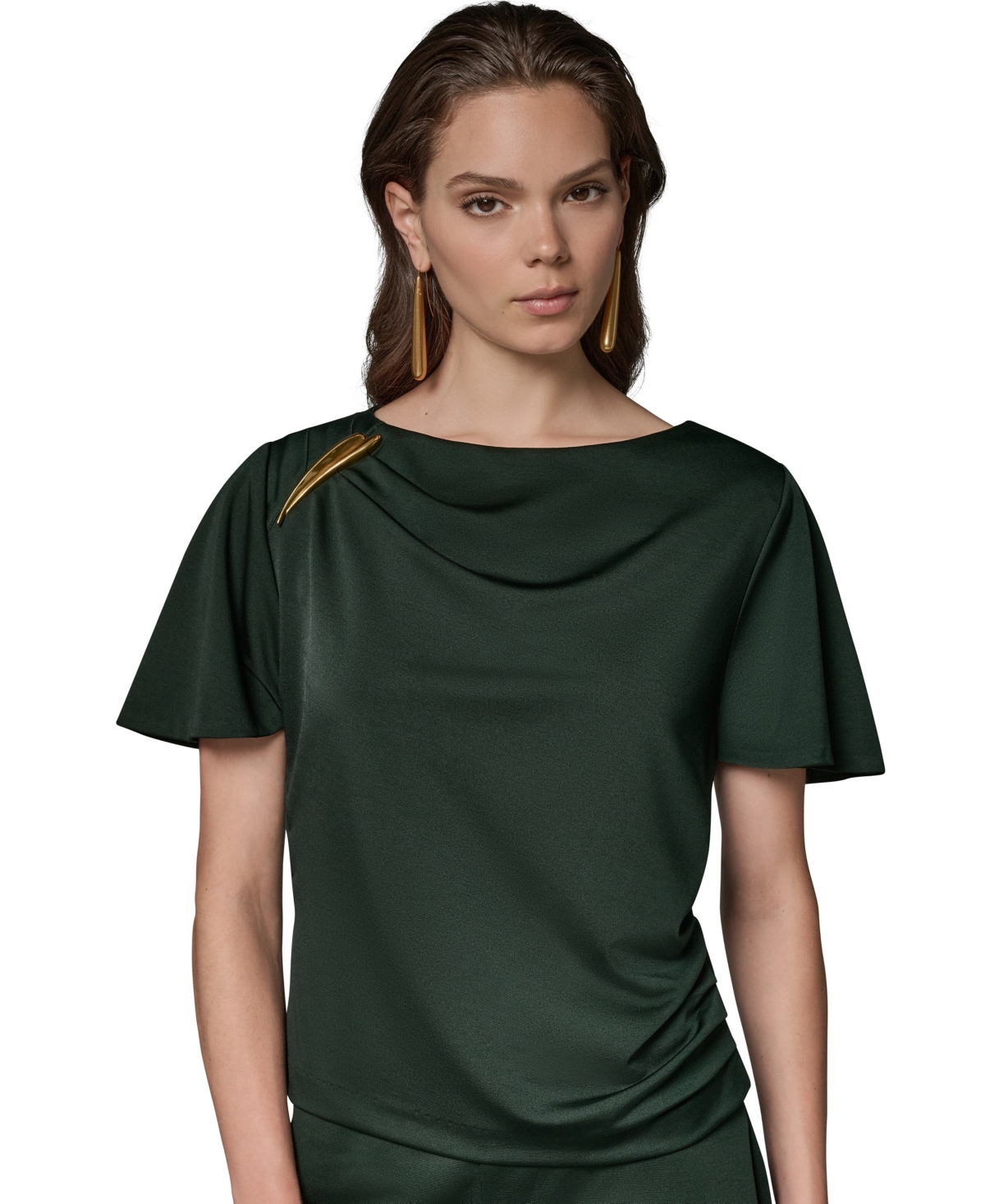 Click here for Donna Karan New York Petite Boat Neck Ruched Side... prices