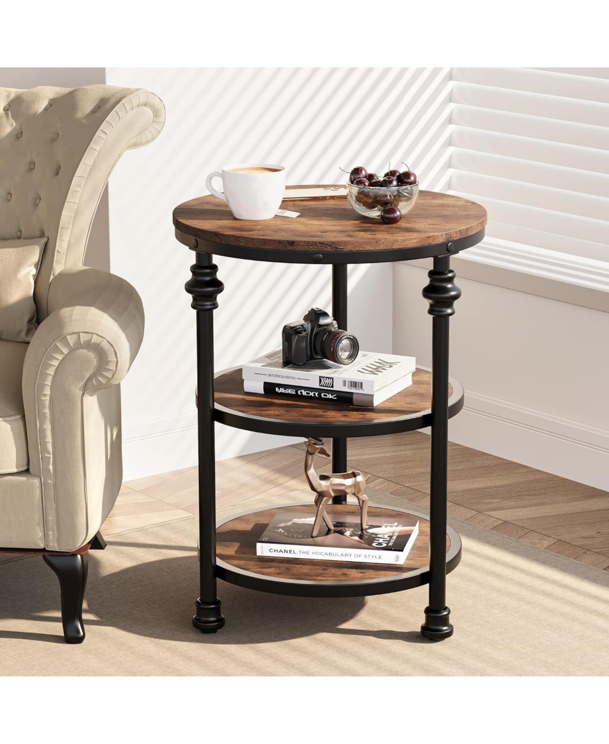 Click here for homfan Round Side Table with 3 Shelves  Small End... prices
