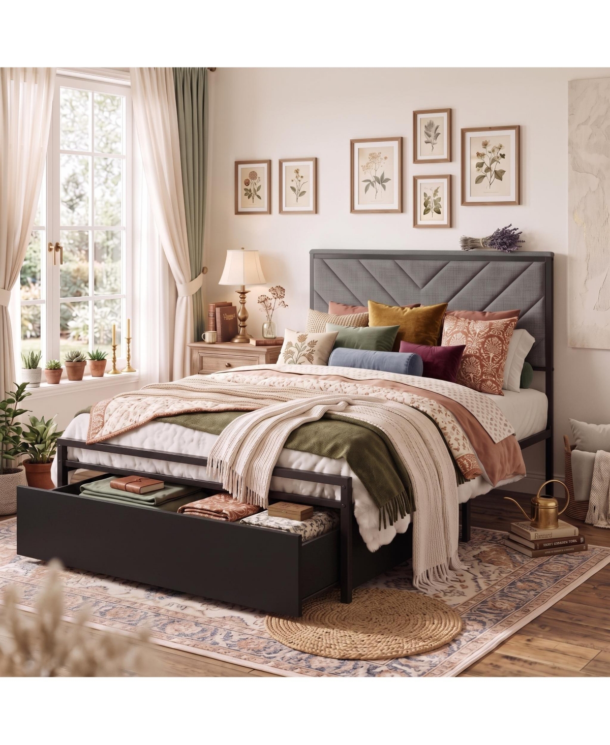 Click here for Modern Upholstered Platform Bed with 2 Storage Dra... prices