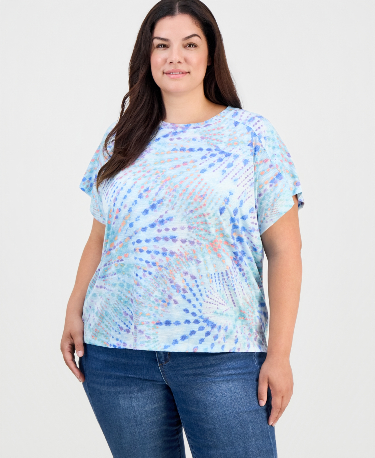 Click here for Democracy Plus Size Tie-Dye Scoop-Neck T-Shirt - B... prices