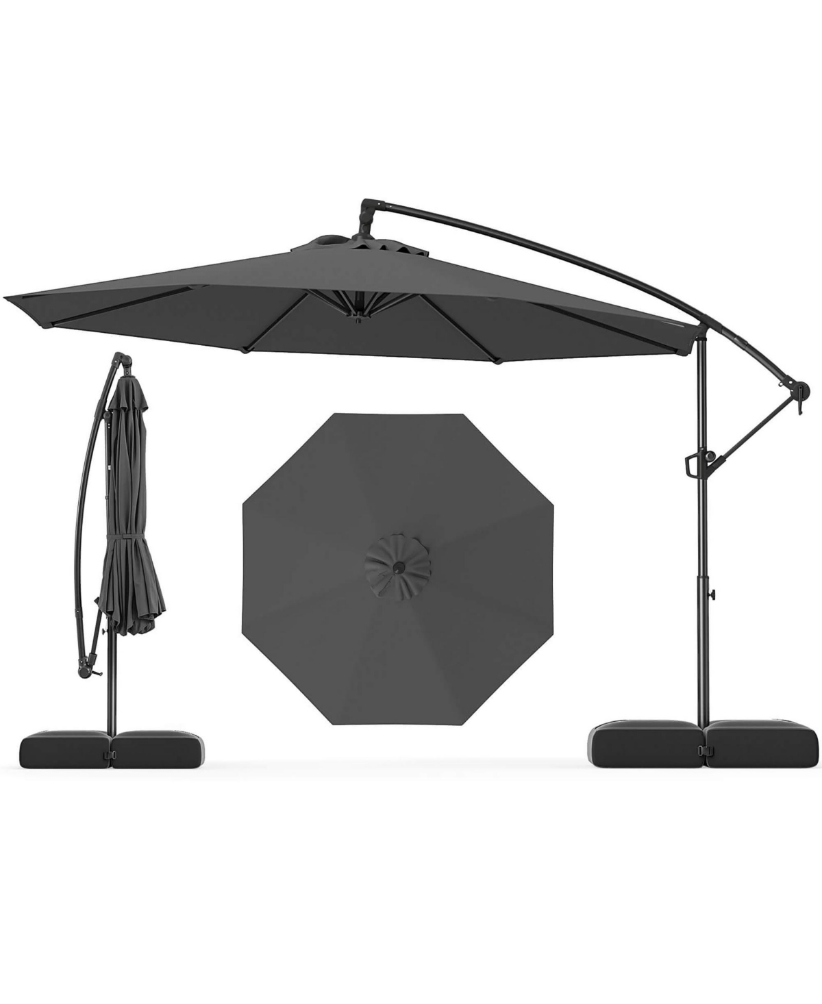 Click here for Gymax 10 Ft Offset Hanging Umbrella w/ Base Patio... prices