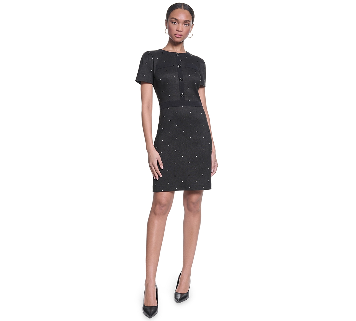 Click here for Karl Lagerfeld Paris Womens Mini Polka Dot Sheath... prices