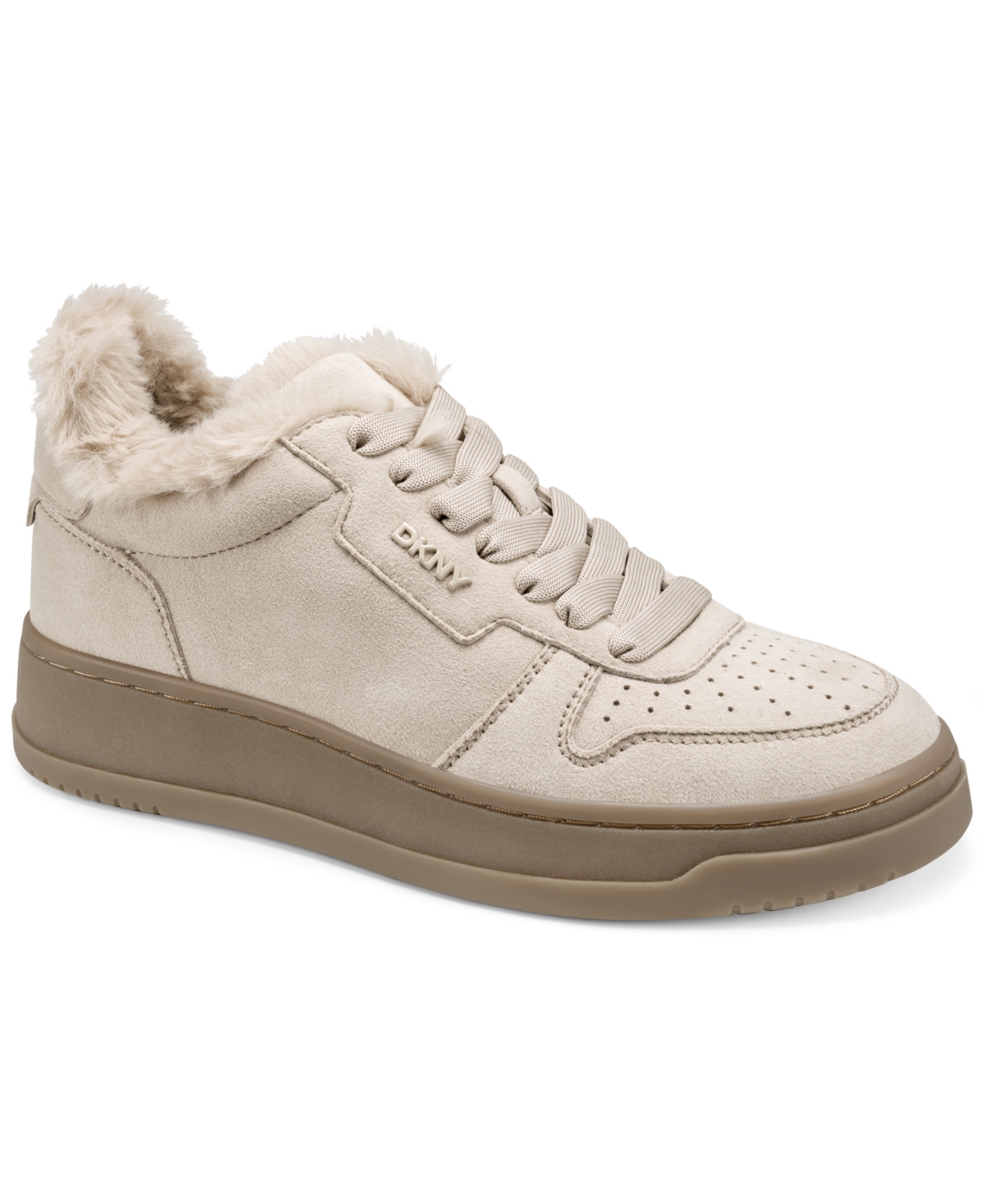 Click here for Dkny Womens Autumn Fur Lace-Up Sneakers - Cappucin... prices