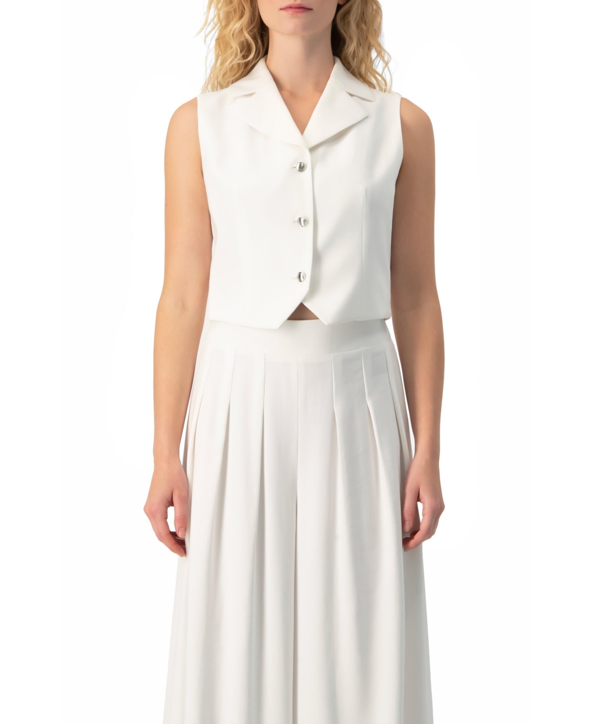 Click here for Ivonne Womens Tailored Sleeveless Crop Blazer Vest... prices