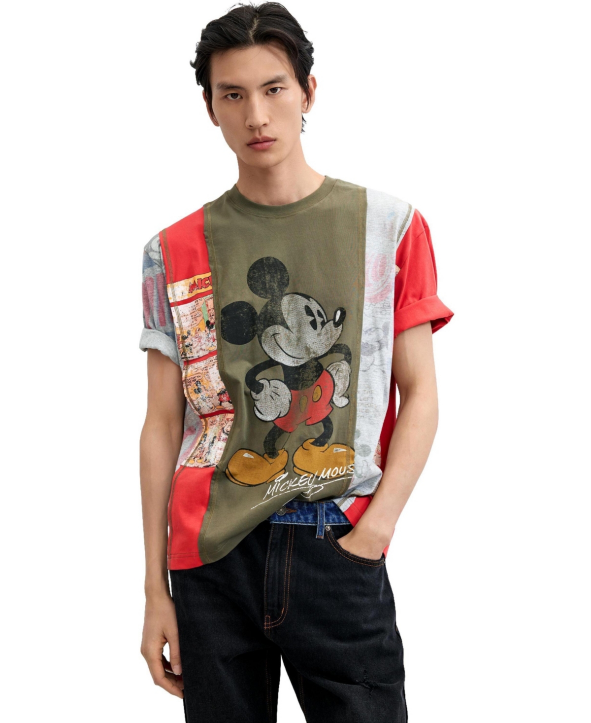 Click here for Desigual Mens Mickey collage T-shirt - Light green prices