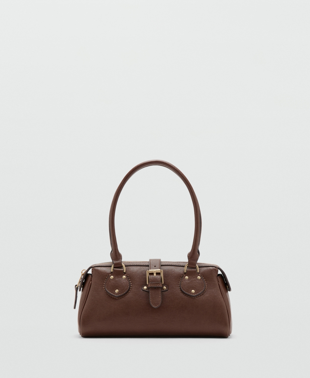 Click here for Mango Womens Buckle Shoulder Bag - Brown prices