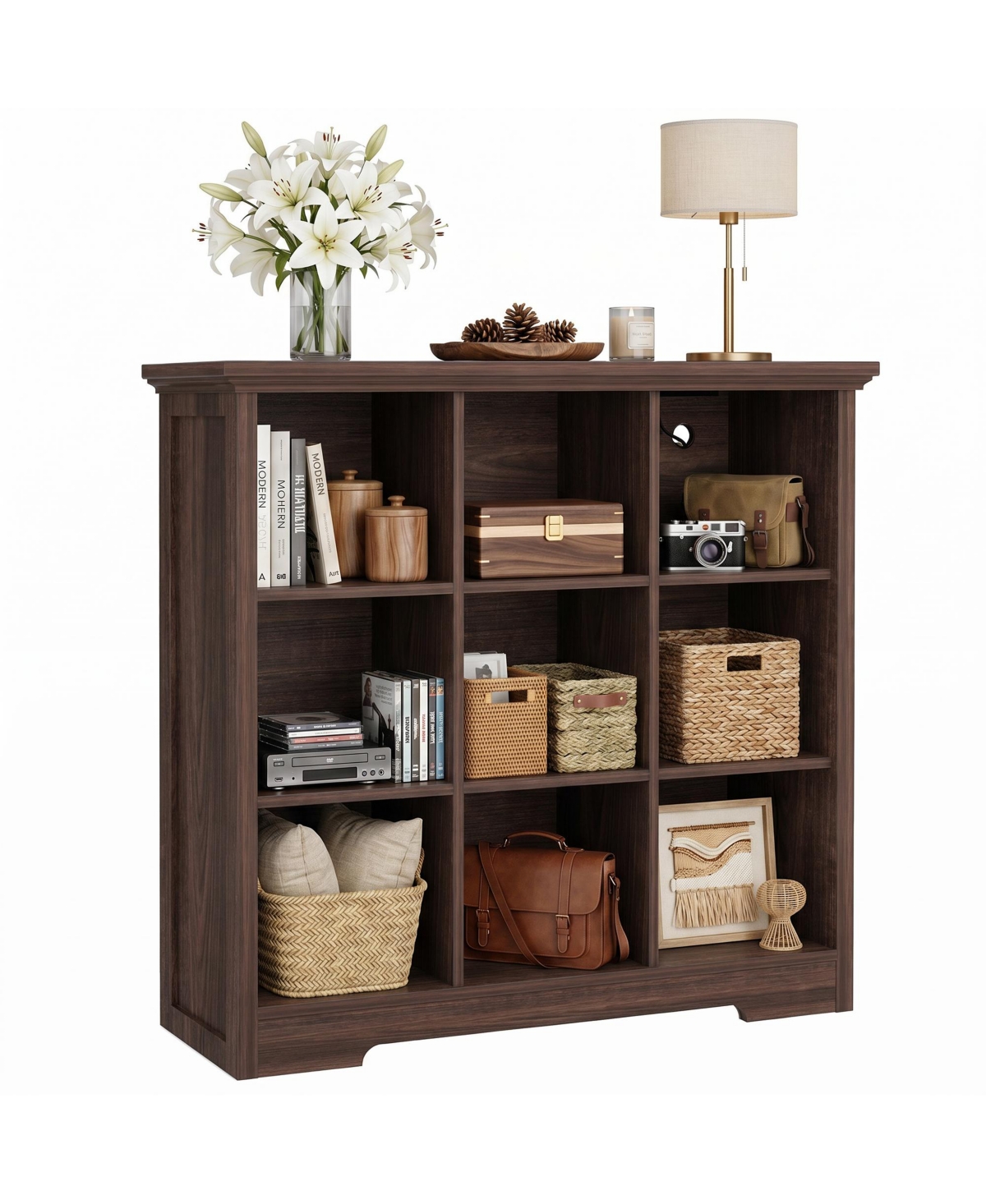 Click here for Aheaplus 9 Cube Bookshelf with Charging Station  F... prices