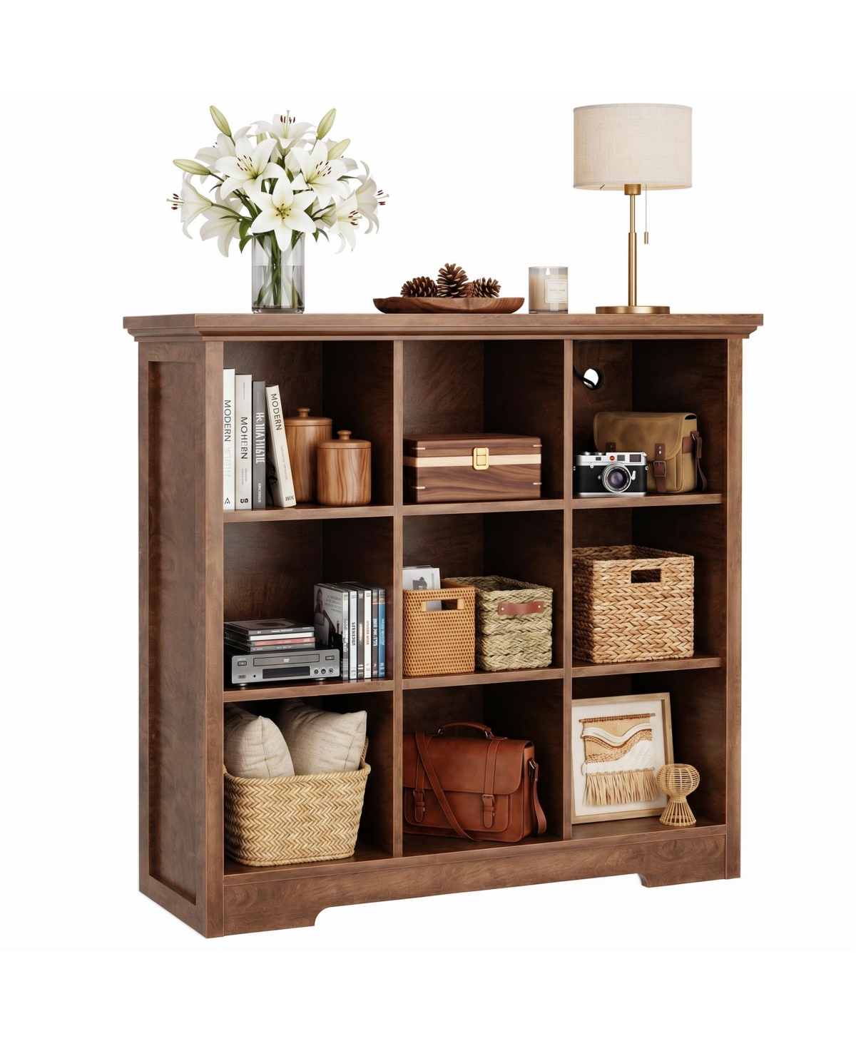 Click here for Aheaplus 9 Cube Bookshelf with Charging Station  F... prices