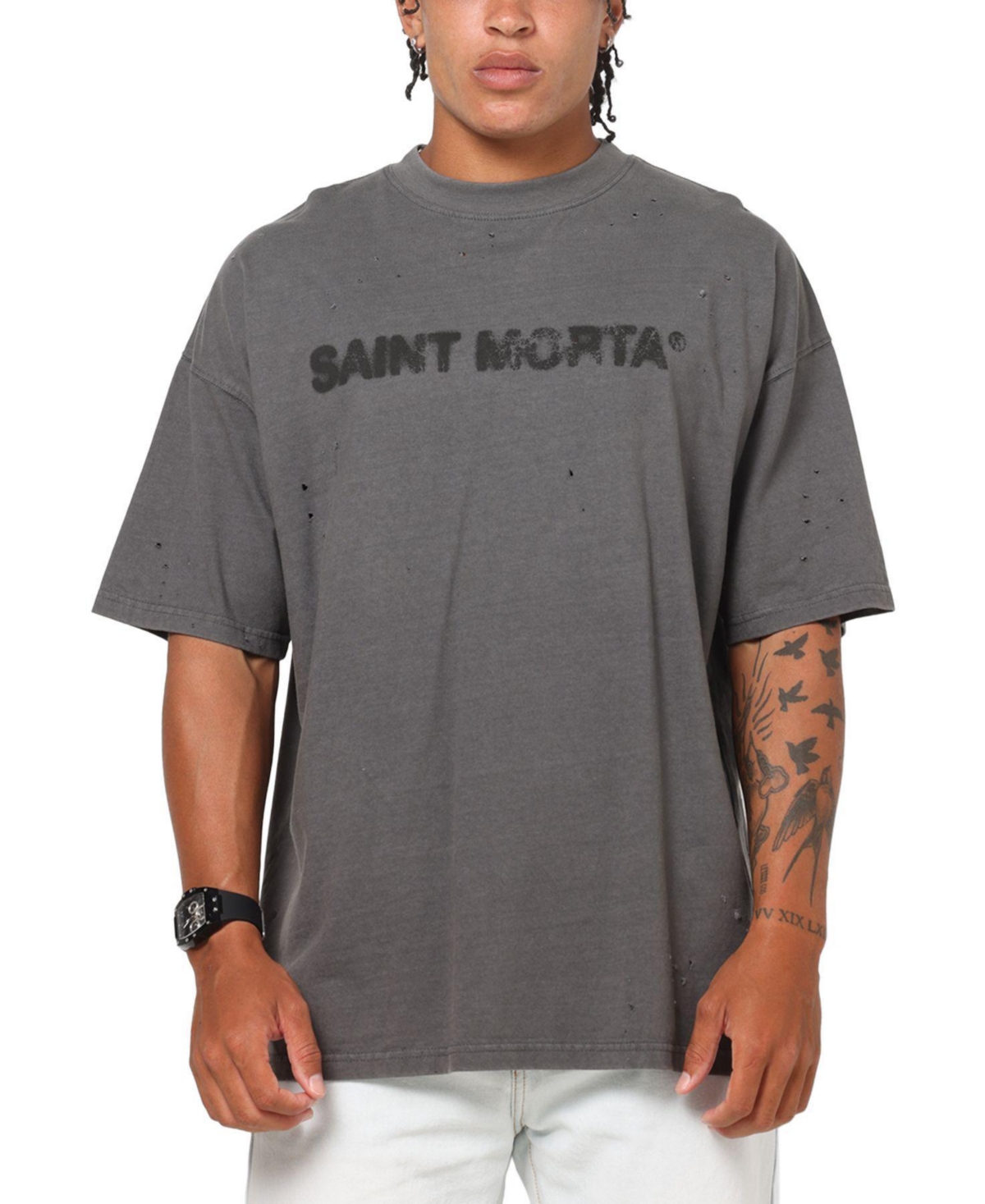 Click here for Saint Morta Mens Apocalypse Boxy T-Shirt - Charcoa... prices