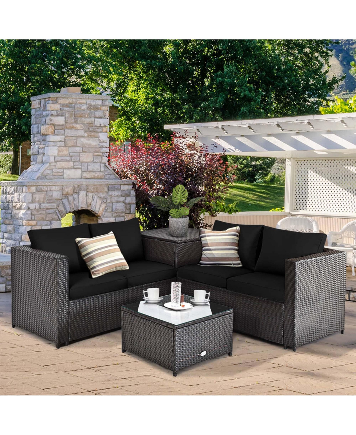 Click here for Costway 4 Piece Outdoor Patio Rattan Furniture Set... prices