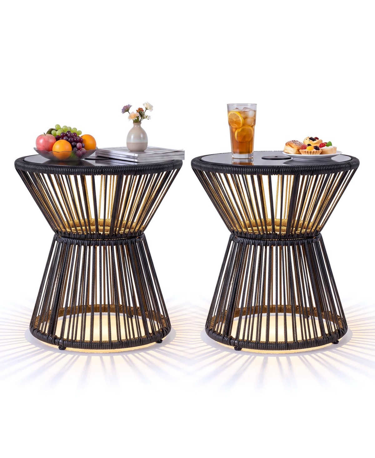 Click here for Gymax 2 piece Outdoor Side Table With Led Warm Lig... prices