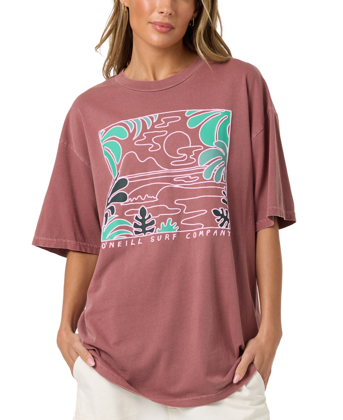 Click here for ONeill Womens Garment-Dyed Graphic Oversized T-Shi... prices