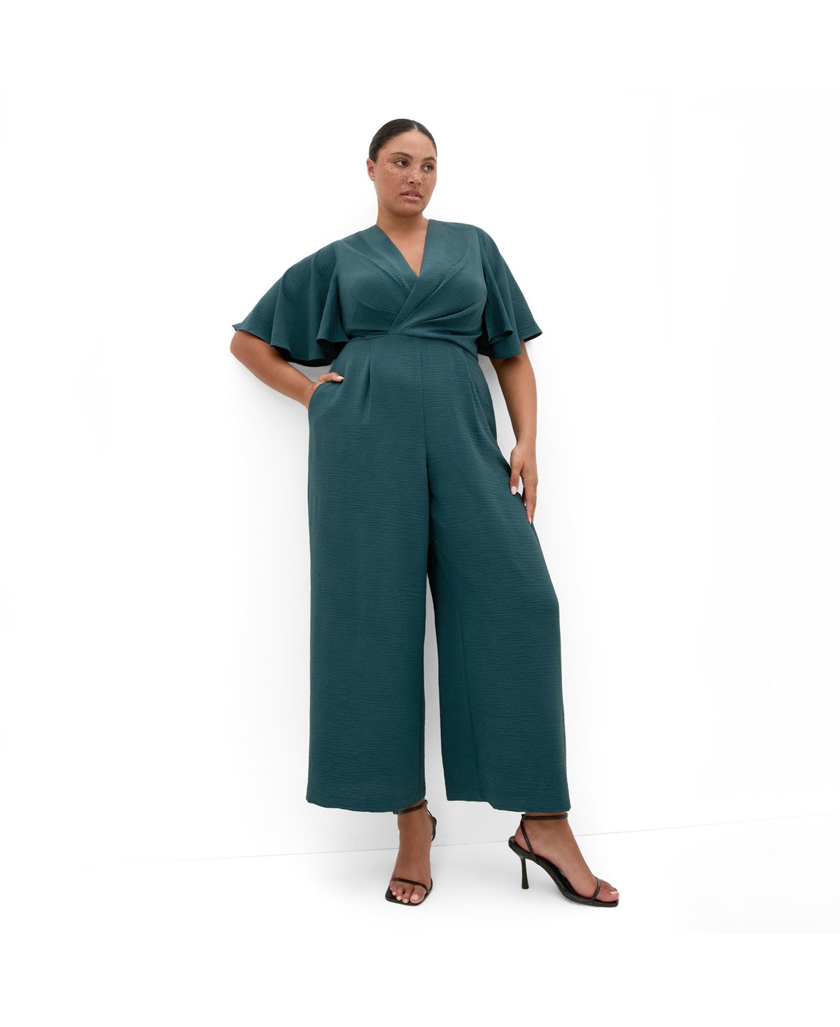 Click here for City Chic Womens Braelynn V Neck Jumpsuit - Emeral... prices