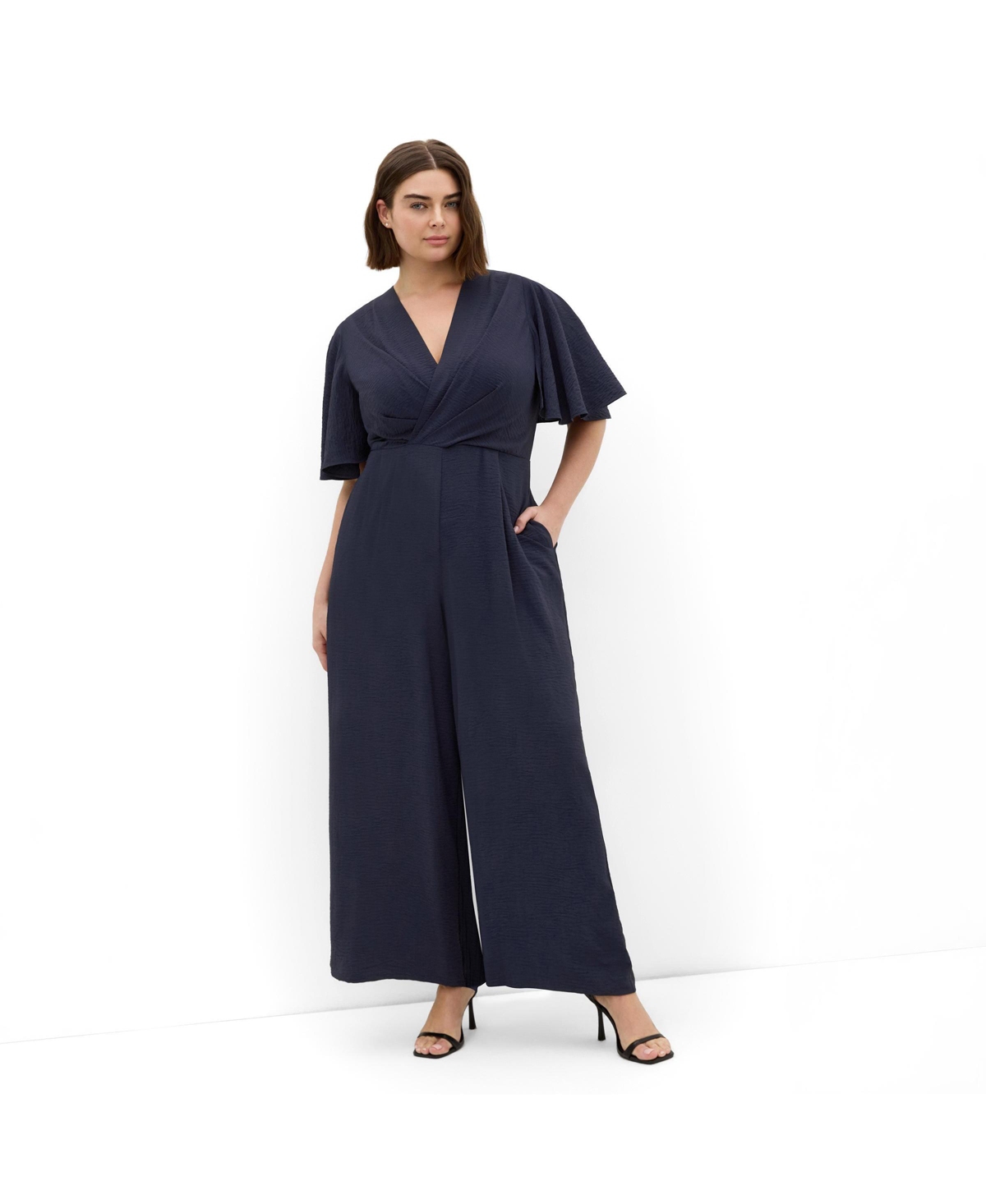 Click here for City Chic Womens Braelynn V Neck Jumpsuit - Navy prices