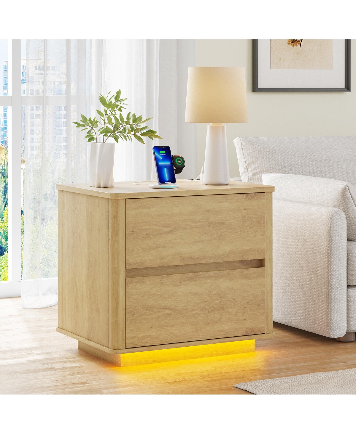 Click here for Vlsrka Modern Wooden Nightstand with Motion Sensor... prices