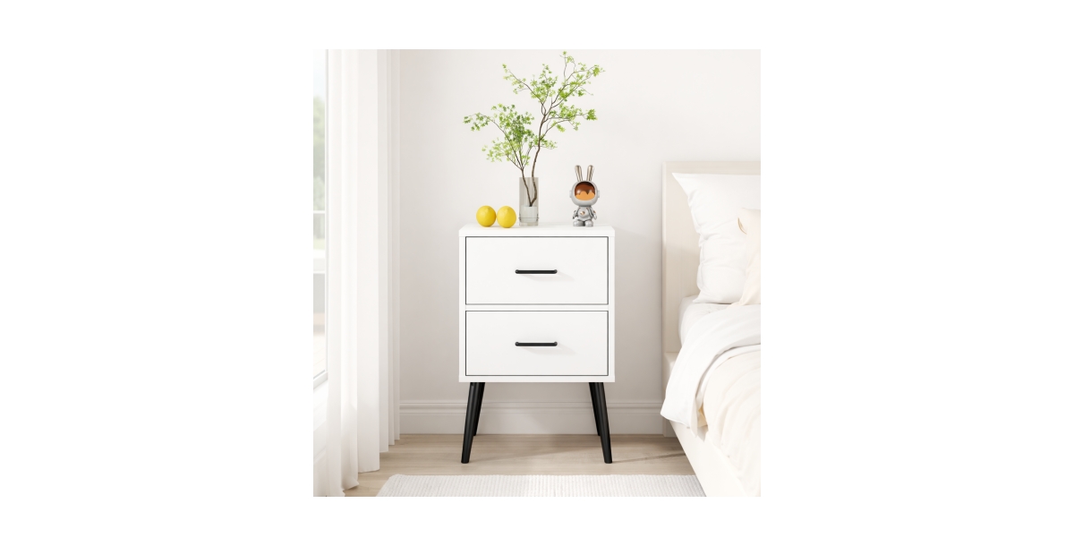 Click here for Lucky One 2-Drawer Nightstand with Metal Legs - Wh... prices