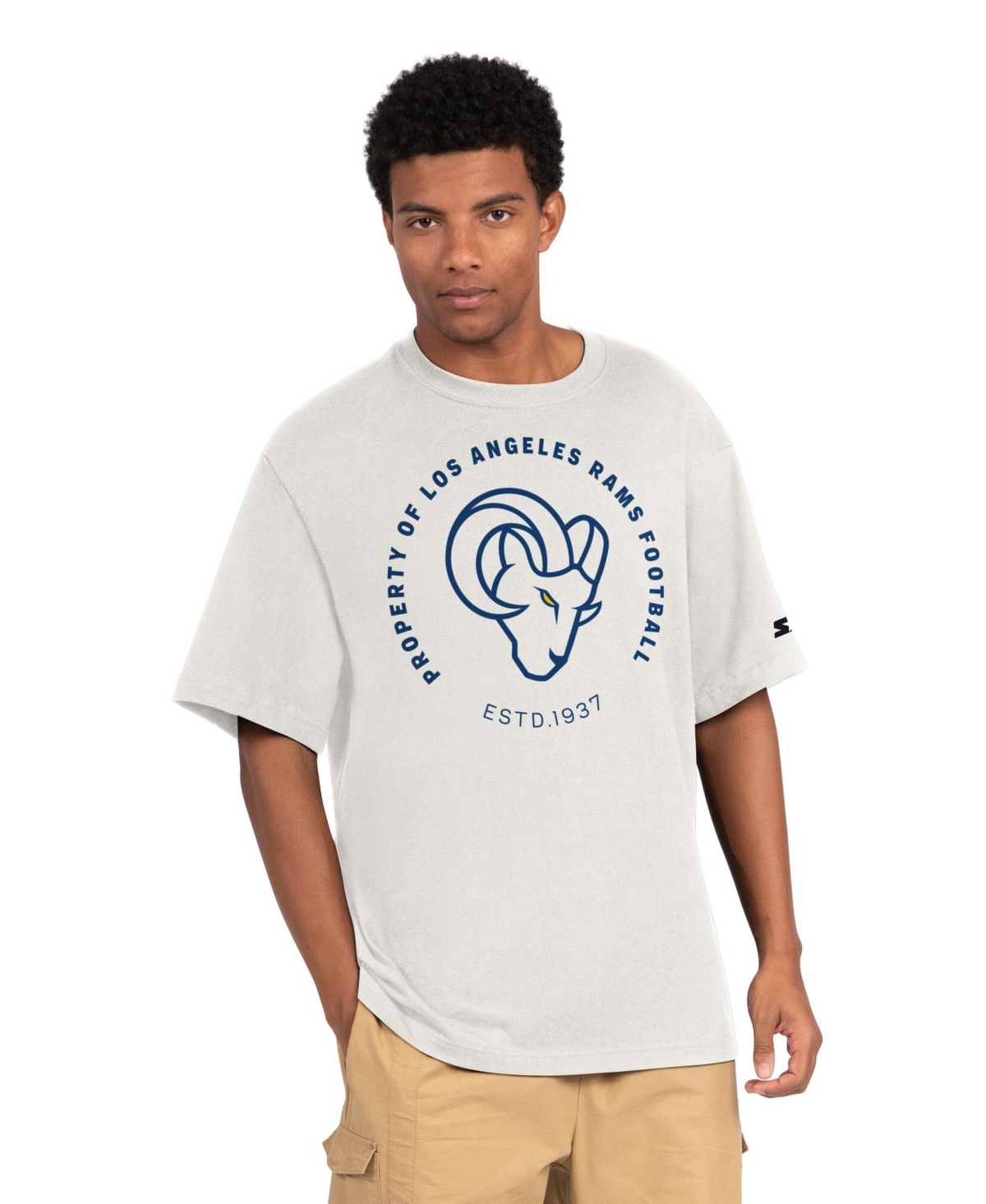 Click here for Starter Mens Cream Los Angeles Rams Eco Ringer T-S... prices