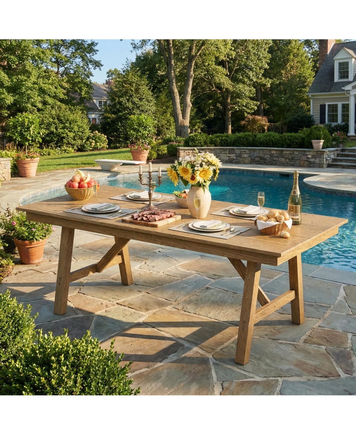 Click here for homfan 66.9 Outdoor Dining Table for 4-6  Hdpe Pat... prices