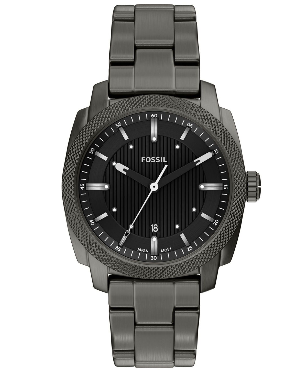 Click here for Fossil Mens Machine Three-Hand Date Smoke Stainles... prices