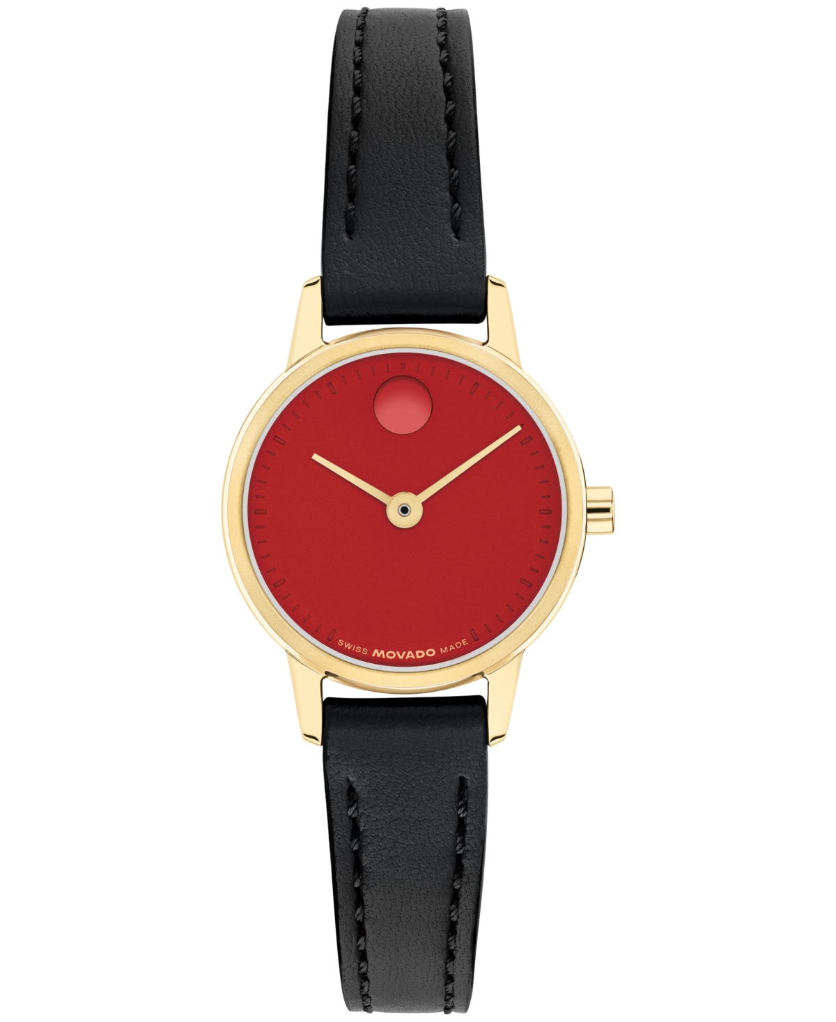 Click here for Movado Womens Baby Face Swiss Quartz Black Leather... prices