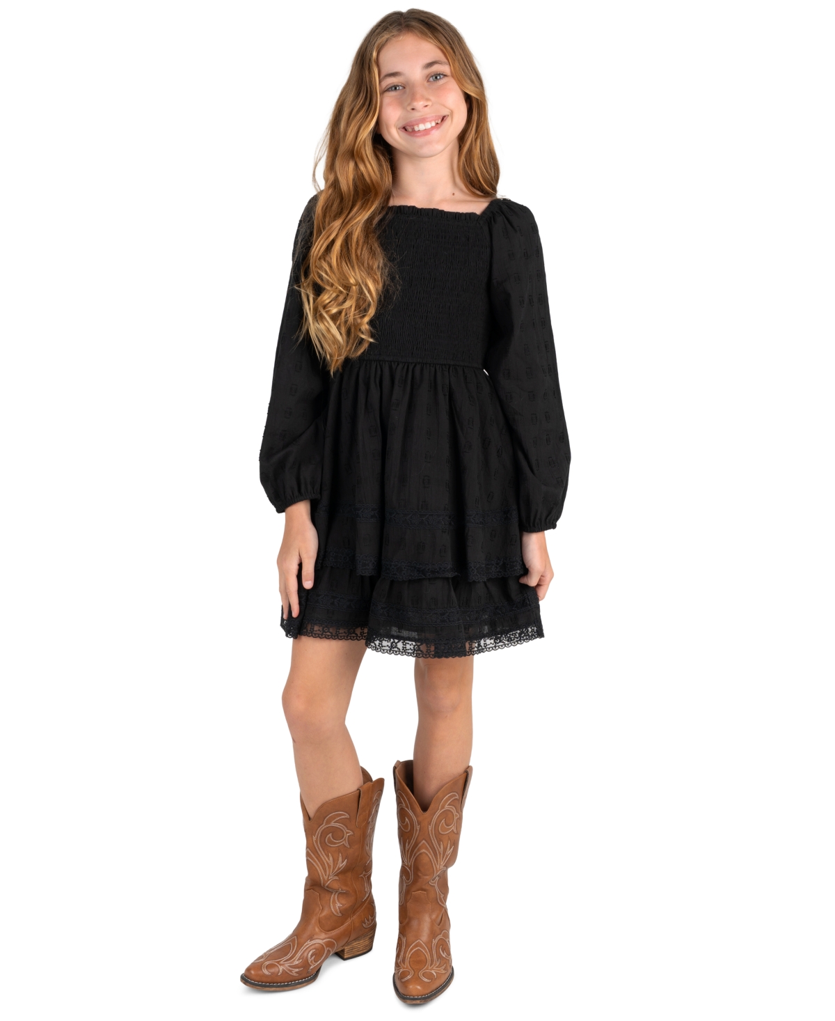 Click here for Rare Editions Girls 7-14 Textured Clip Dot Smocked... prices