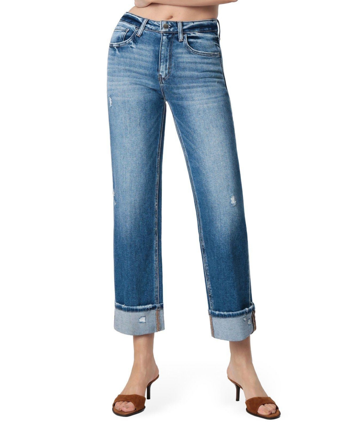 Click here for Flying Monkey Womens High Rise Cuffed Slim Wide Le... prices