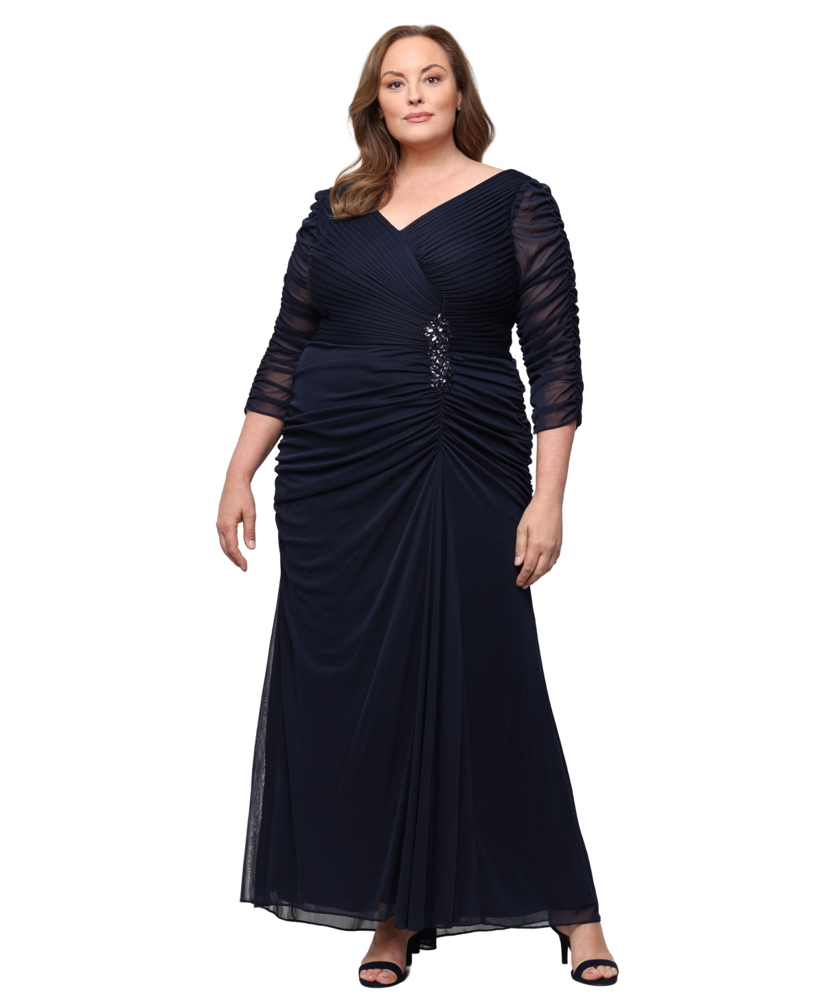 Click here for Alex Evenings Plus Size Ruched Detail Ball Gown -... prices