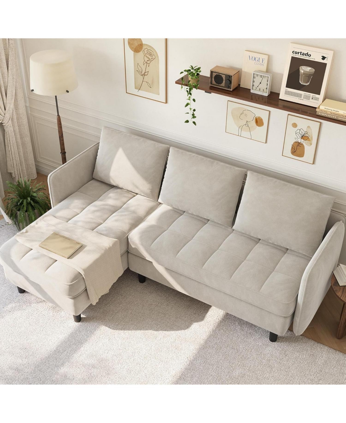 Click here for gaomon Chenille 4-Seat Modular Deep-Seat L-Shaped... prices