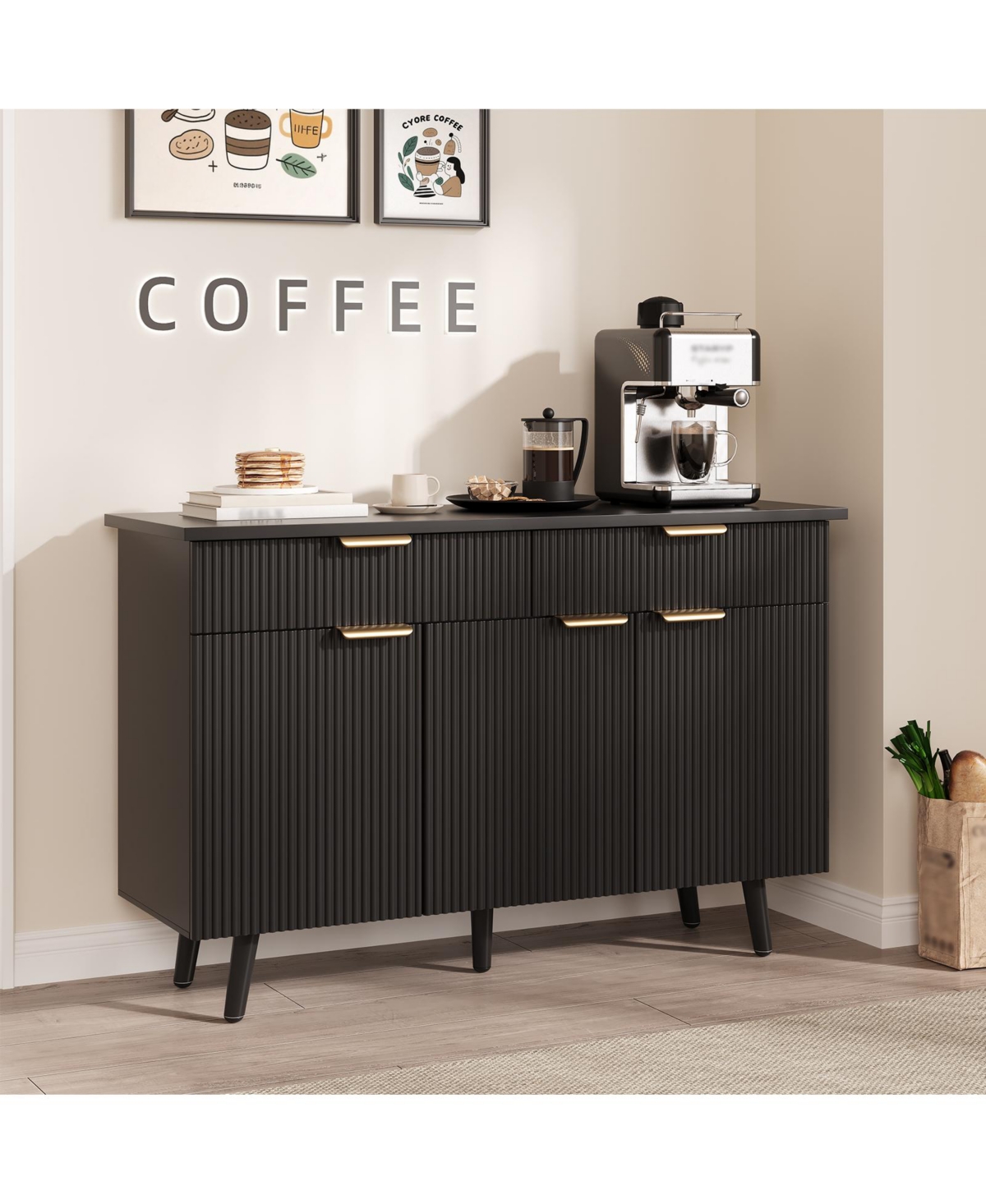 Click here for homfan Fluted Buffet Cabinet with Storage 3 Door S... prices