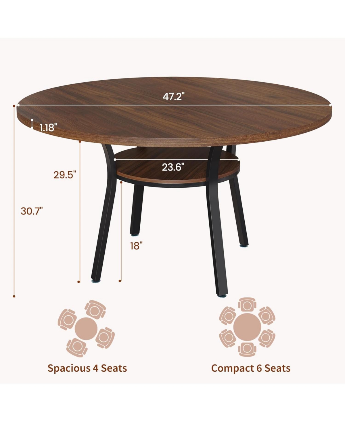 Click here for gaomon 47 Round Dining Table for 4  Farmhouse Tabl... prices