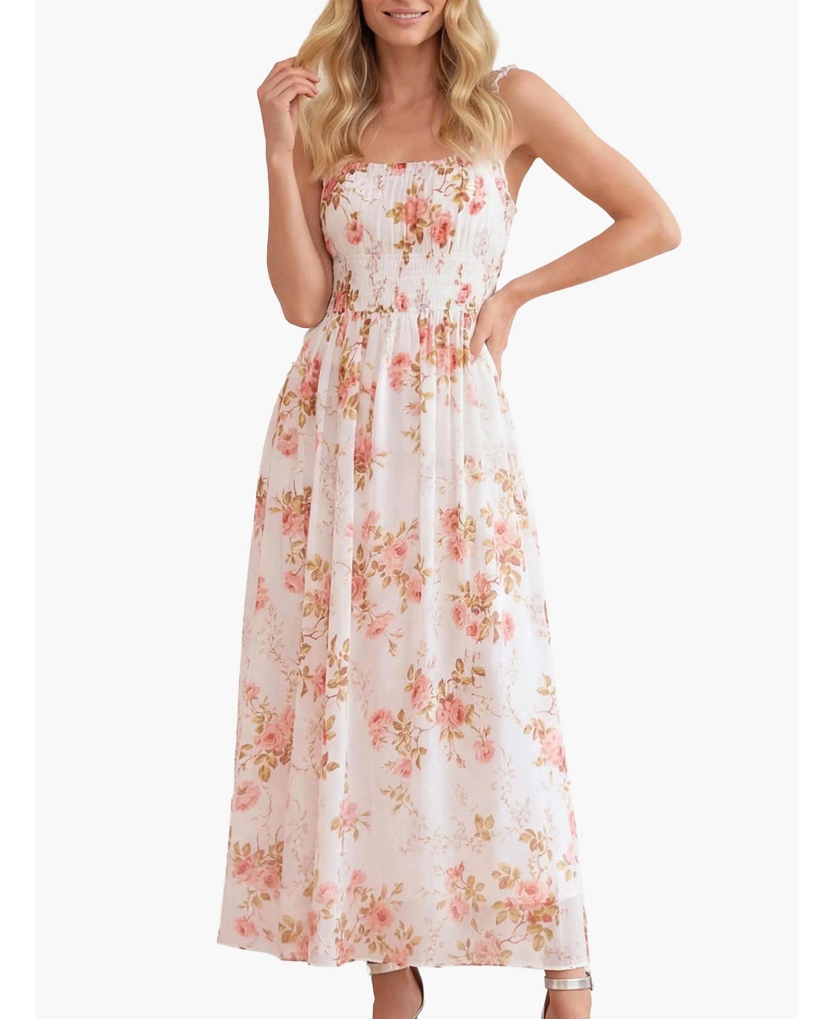Click here for Needle & Thread Womens Summers Rose Shirred Midi G... prices