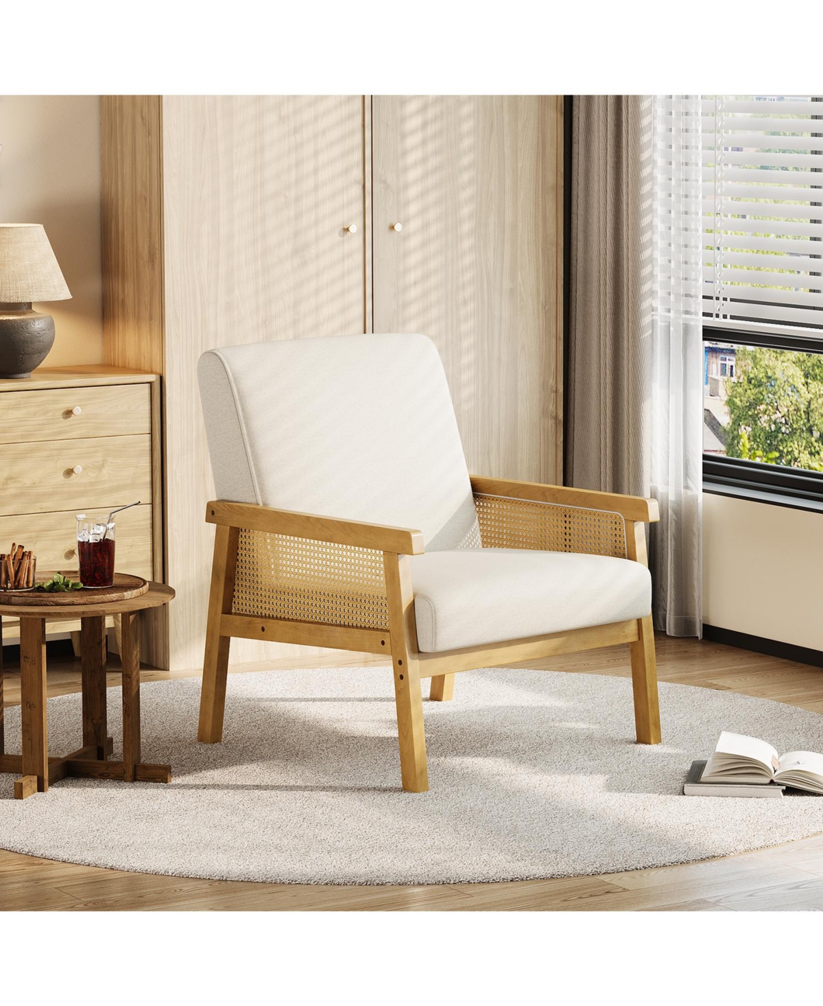 Click here for homfan Modern Rattan Accent Chair for Living Room... prices
