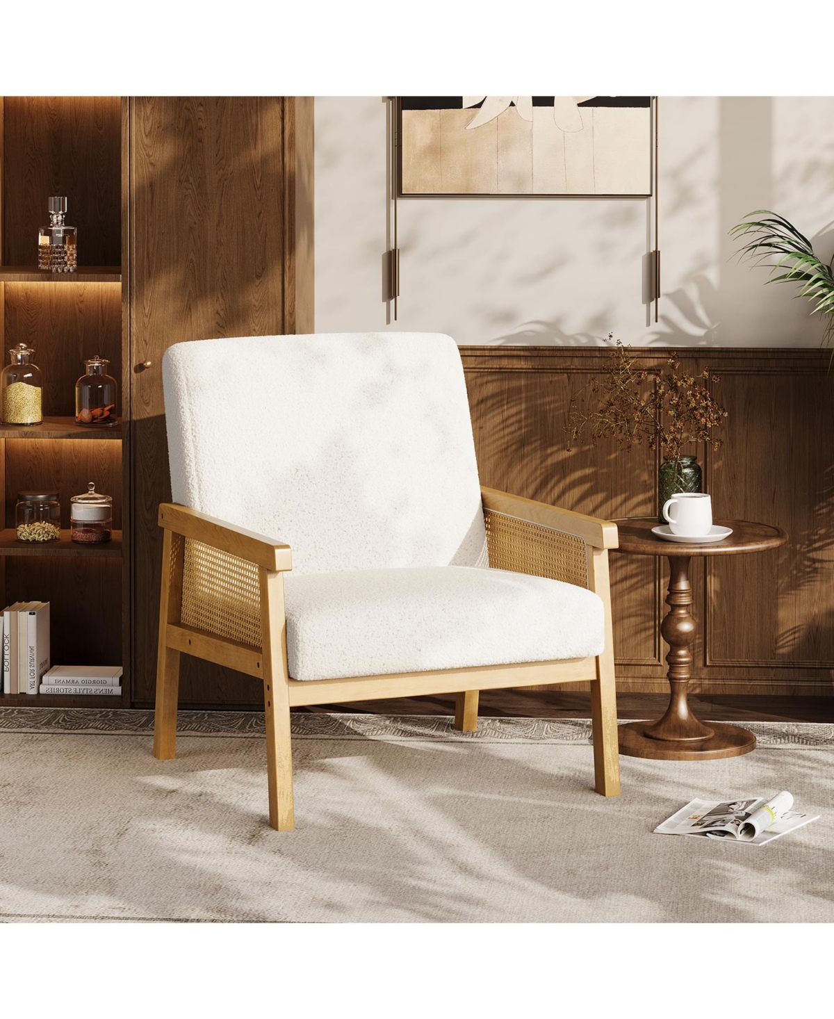 Click here for homfan Modern Rattan Accent Chair for Living Room... prices