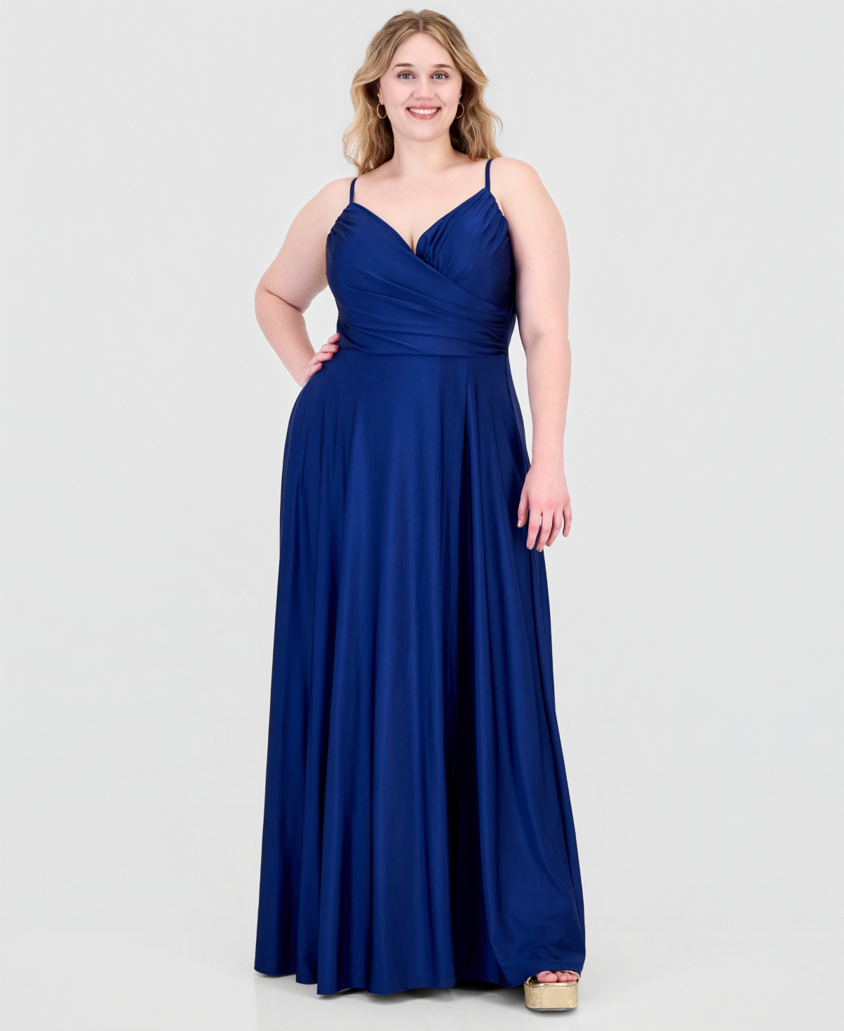 Click here for City Studios Plus Size Satin Sweetheart Wrap Gown... prices