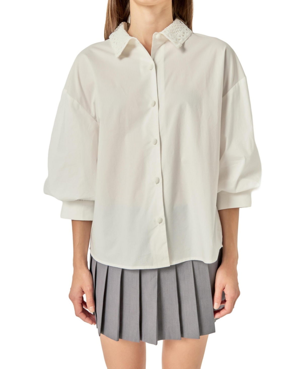 Click here for English Factory Womens Balloon Sleeves Shirt With... prices