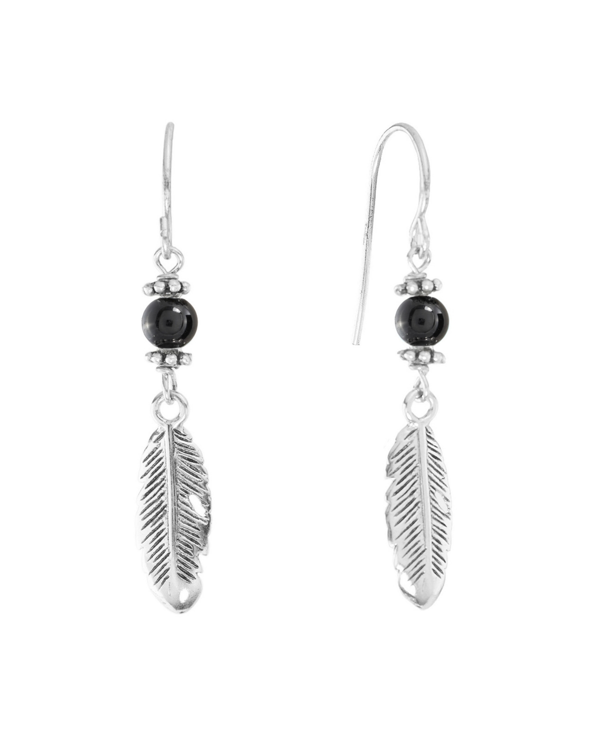 Click here for Macys Stone Beaded Leaf Drop Earrings - Silver prices