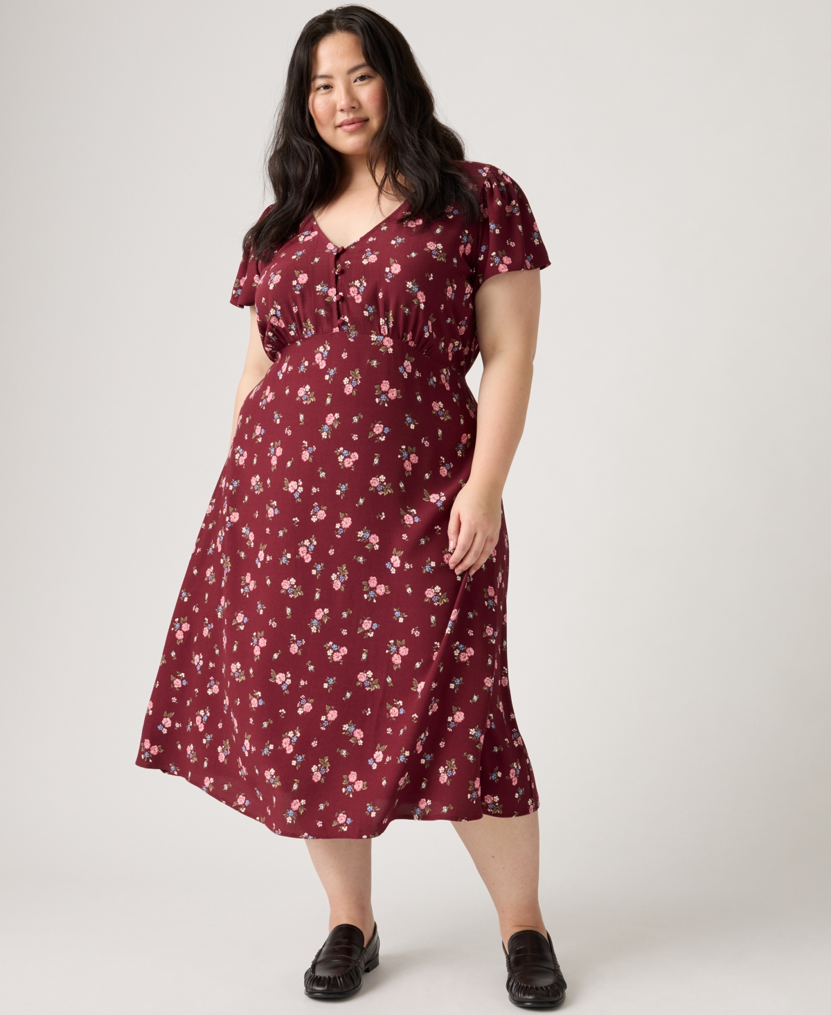 Click here for Levis Plus Size Lilith V-Neck Midi Dress - Abellon... prices