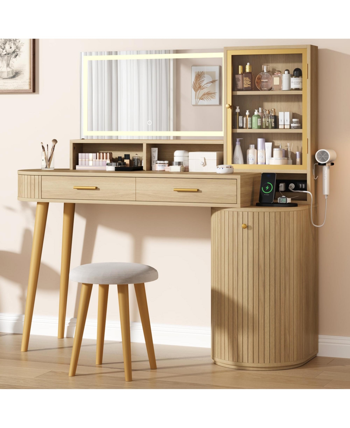 Click here for gaomon Vanity Desk with Light Mirror  47.2 Inch Va... prices