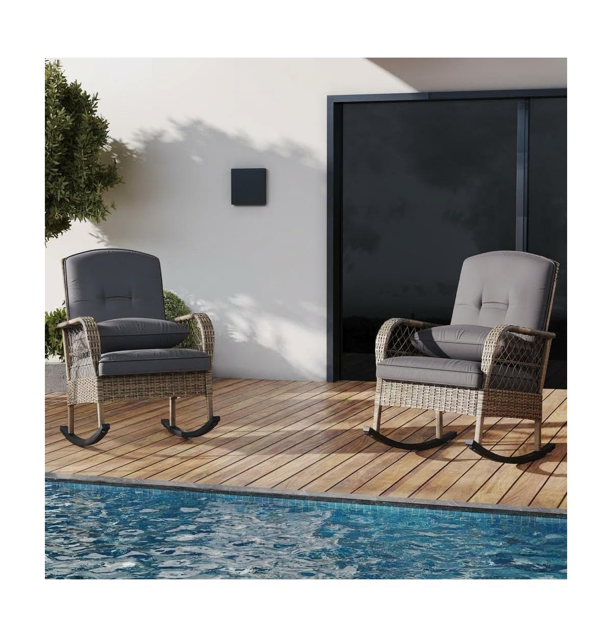 Click here for gaomon 2 Pieec Outdoor Wicker Rocking Chair  Weath... prices