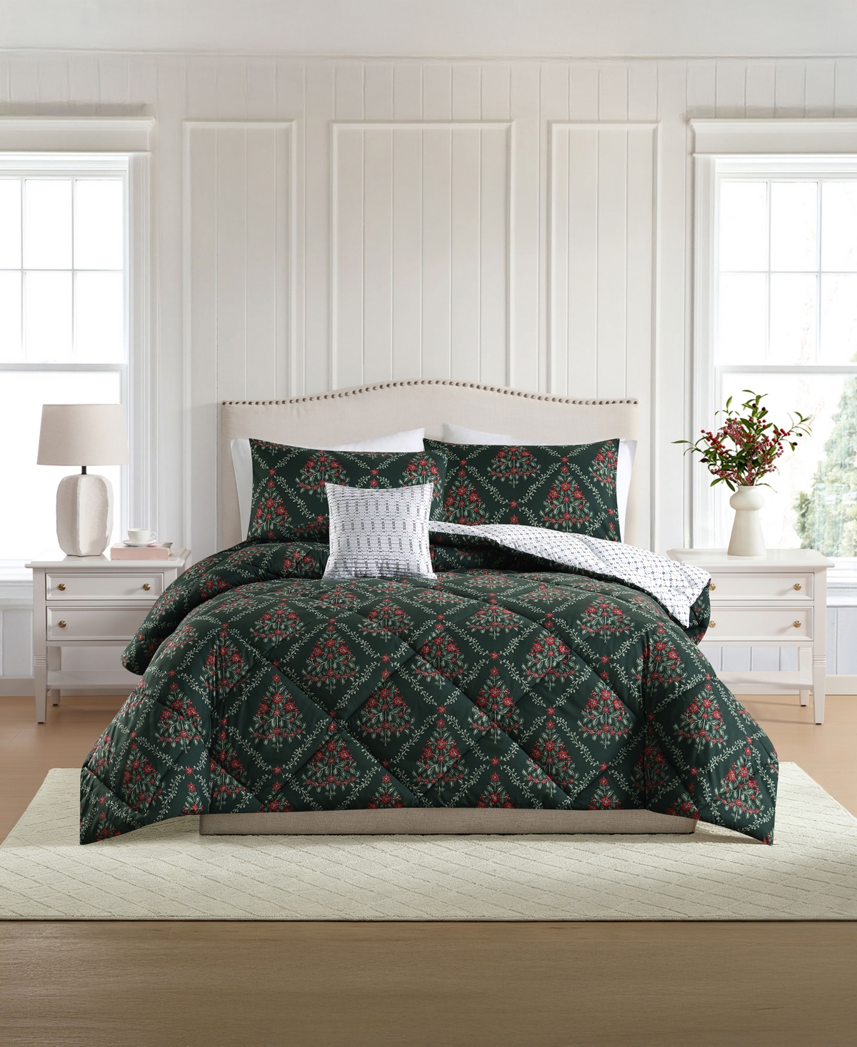 Click here for Lenox Holly Tree 4-Piece Comforter Set  King - Gre... prices