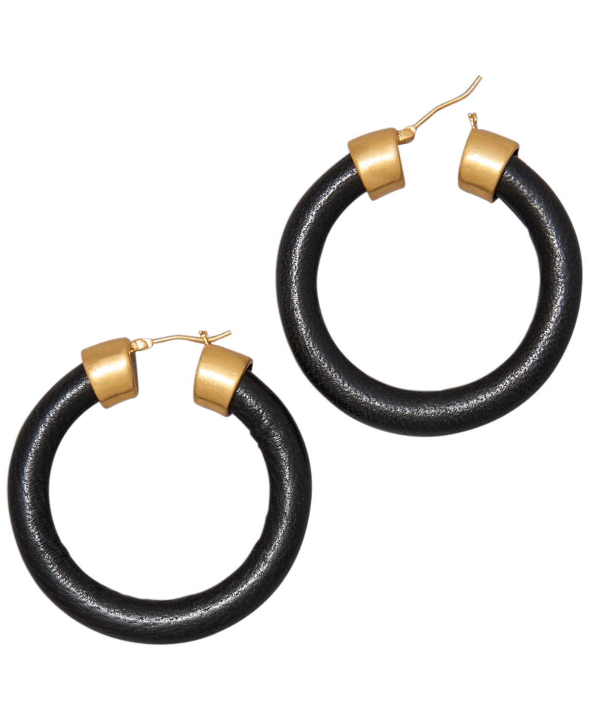 Click here for Donna Karan New York Black Leather Gold-Tone Hoop... prices