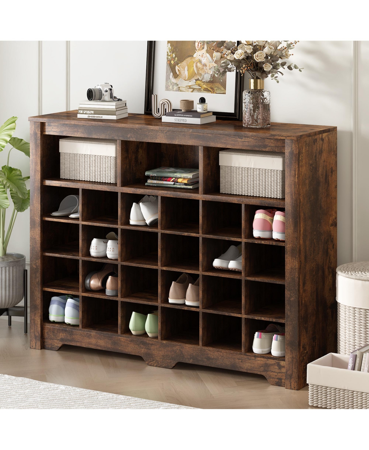 Click here for Flynama 24 Cubby Shoe Storage Cabinet with Curved... prices